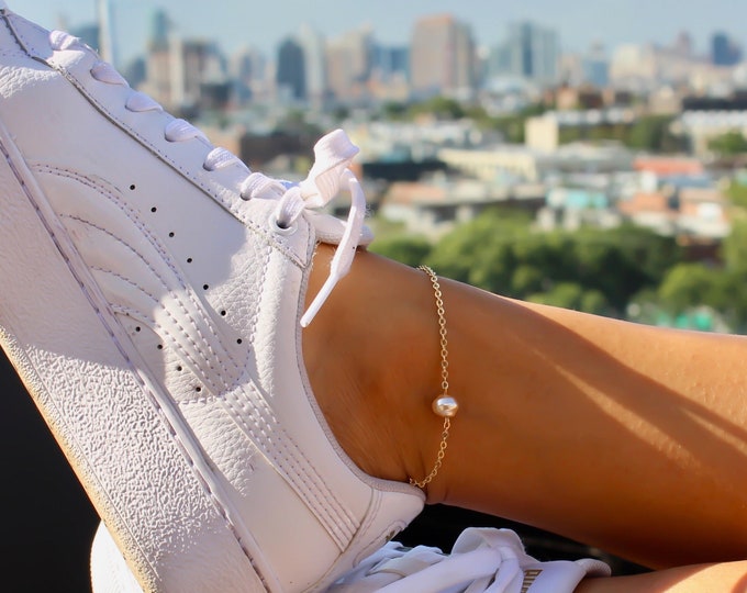 Natural Freshwater Pearl Anklet, Dainty Pearl Anklet, Gold Silver Pearl ...