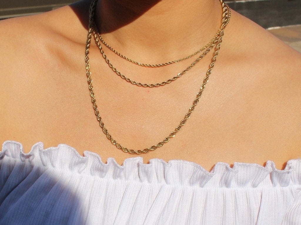 Thick Rope Chain Necklace Twisted Chain Necklace Dainty Rope | Etsy