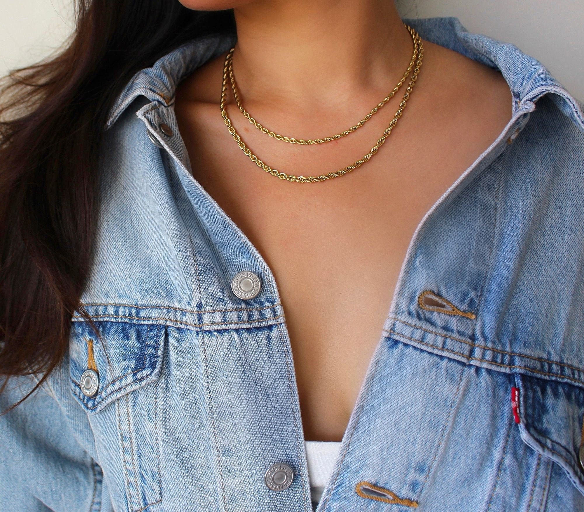 Thick Rope Chain Necklace Twisted Chain Necklace Dainty Rope | Etsy