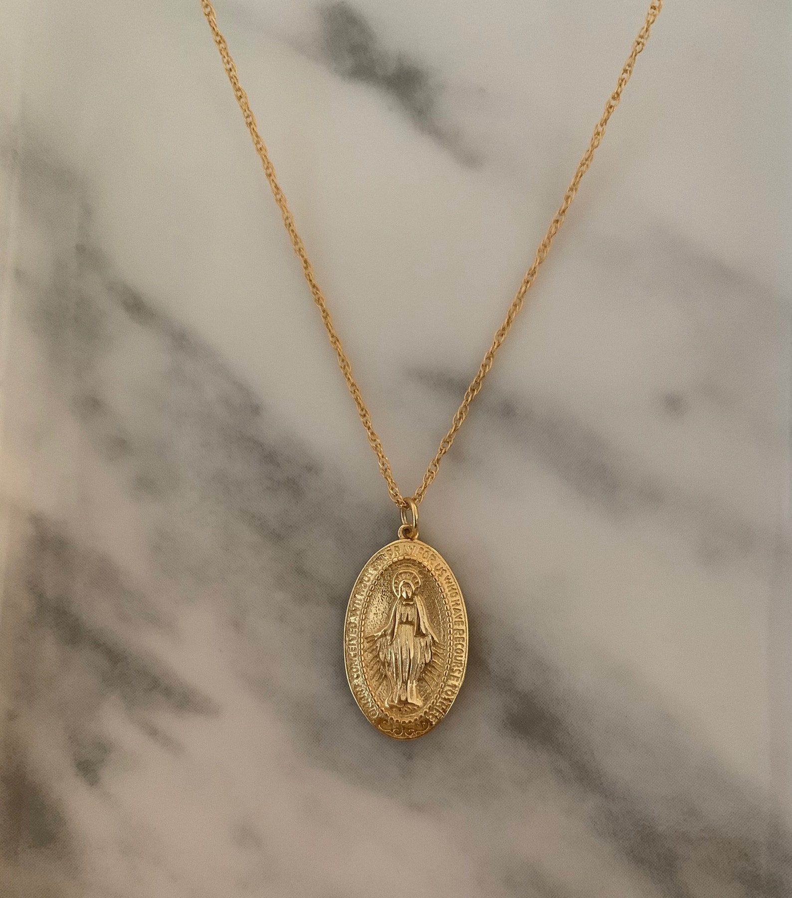 Sterling Silver Virgin Mary Necklace Miraculous Pendant | Etsy