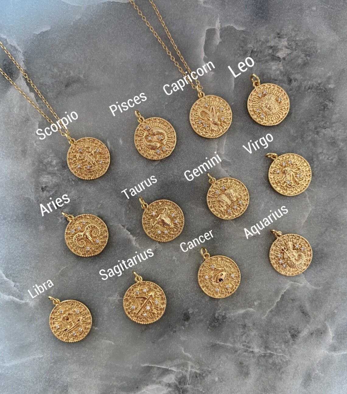 Zodiac Sign Necklace Zodiac Coin Necklace Layering Necklace - Etsy