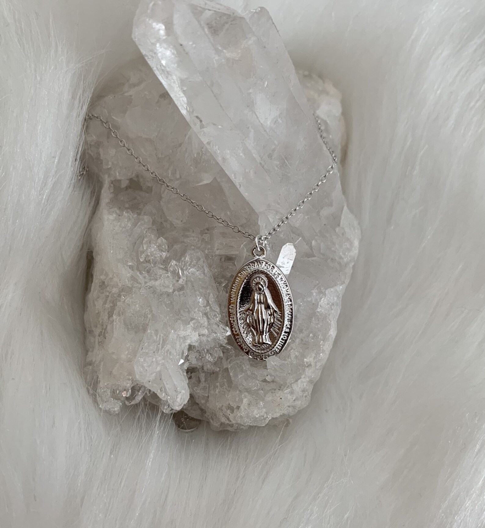 Sterling Silver Virgin Mary Necklace Miraculous Pendant | Etsy