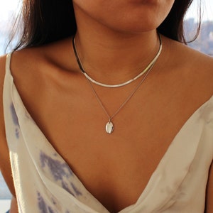 Dainty Silver Chain Necklace, Sterling Silver Snake Chain Necklace ...