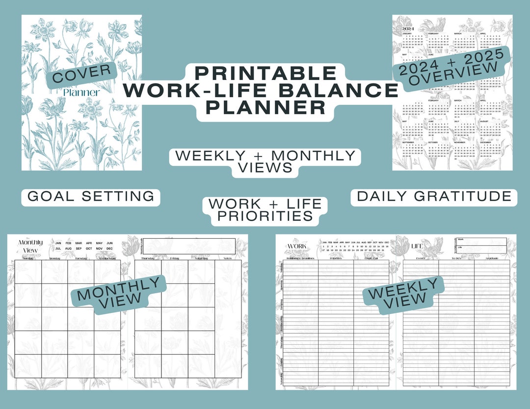 Printable Work-life Balance Planner | Daily Gratitude + Priorities ...