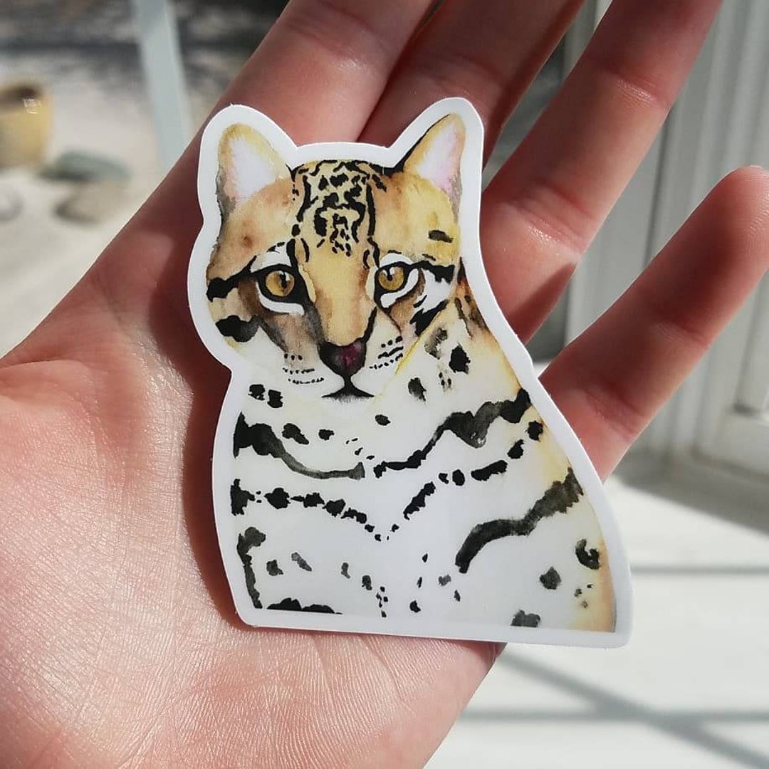 Watercolor Ocelot Vinyl Sticker: Waterproof Wildlife Art - Etsy