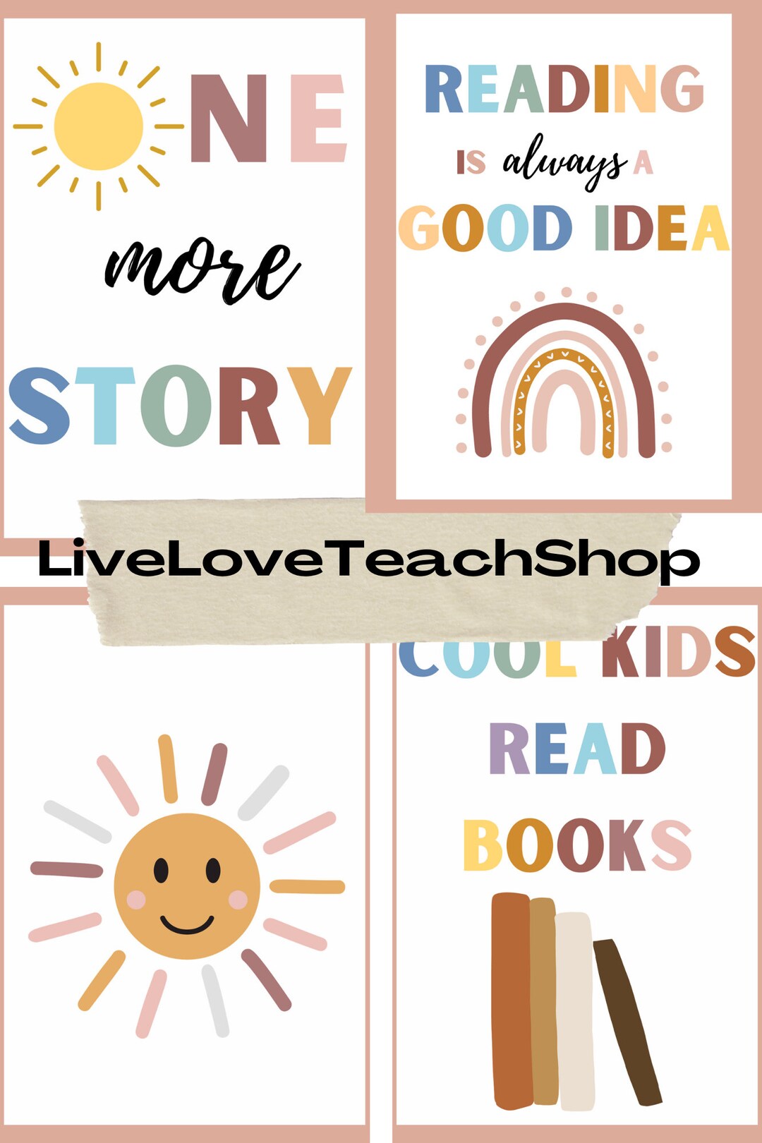 Boho Rainbow Library Posters - Etsy