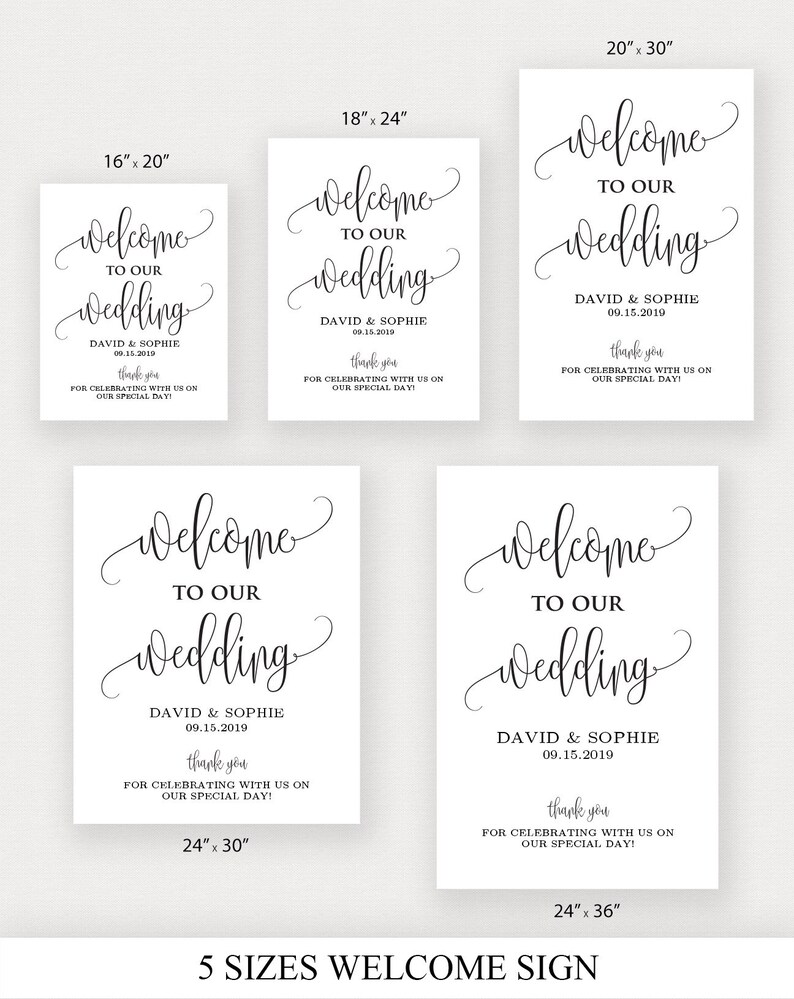5 Sizes Editable Wedding Welcome Sign TemplateWelcome Sign Etsy