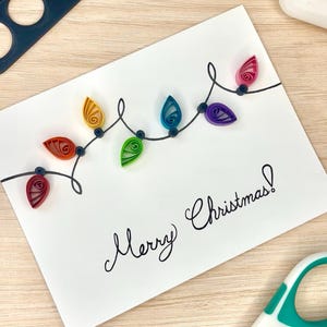 Handmade Christmas Lights Card Paper Quilled Unique Frameable Holiday ...