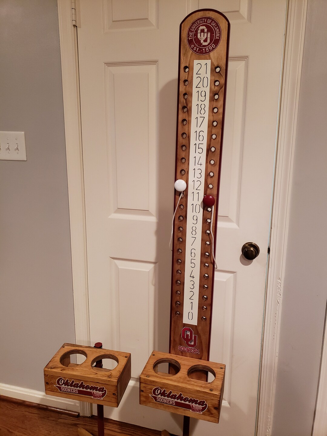 Cornhole Scoreboard and Drink Holder Combo- Stain & Polyurethane Finish ...