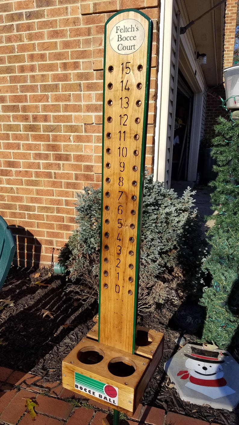 Bocce Scoreboard With Four Drink Holders - Natural or Stained Wood ...