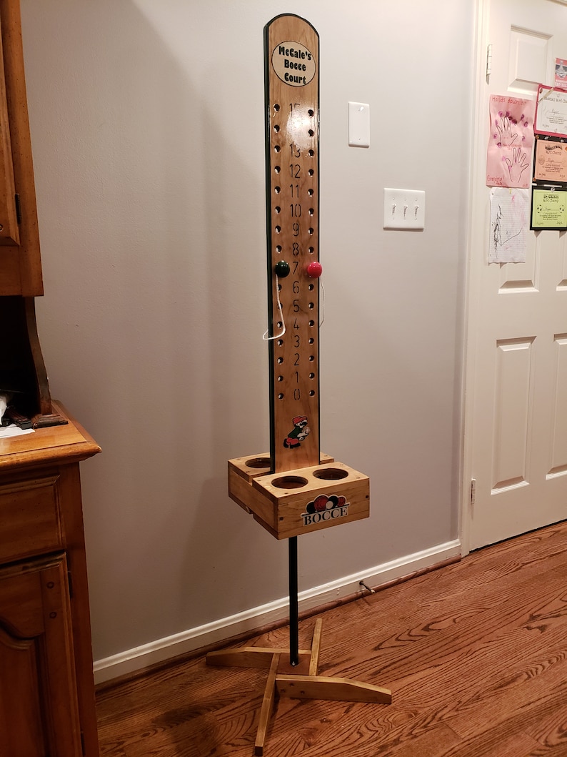 Bocce Scoreboard With Four Drink Holders - Natural or Stained Wood ...