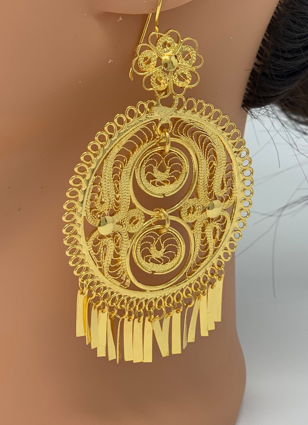 Large Gold Mexican Folklorico Filigree Figure 8 Earrings - Etsy