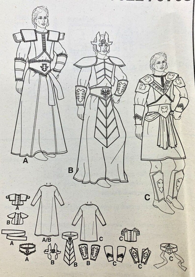 Simplicity 0622 Medieval Men's Elf Prince Knight Costume Sewing Pattern ...