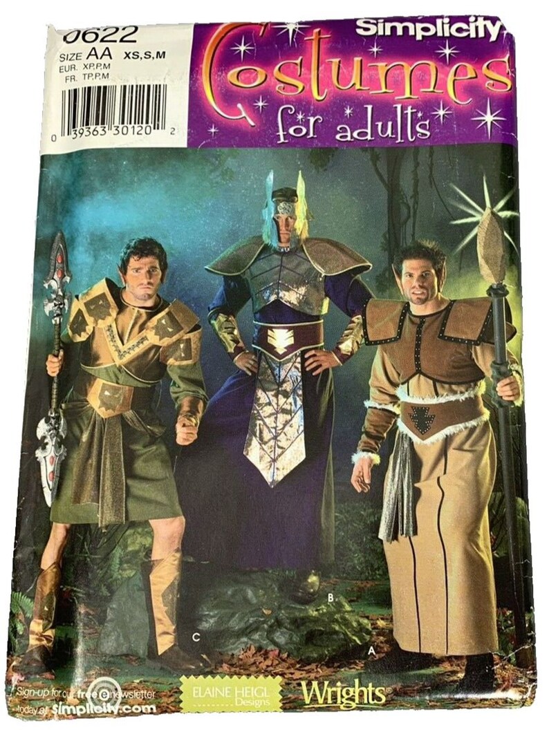 Simplicity 0622 Medieval Men's Elf Prince Knight Costume Sewing Pattern ...