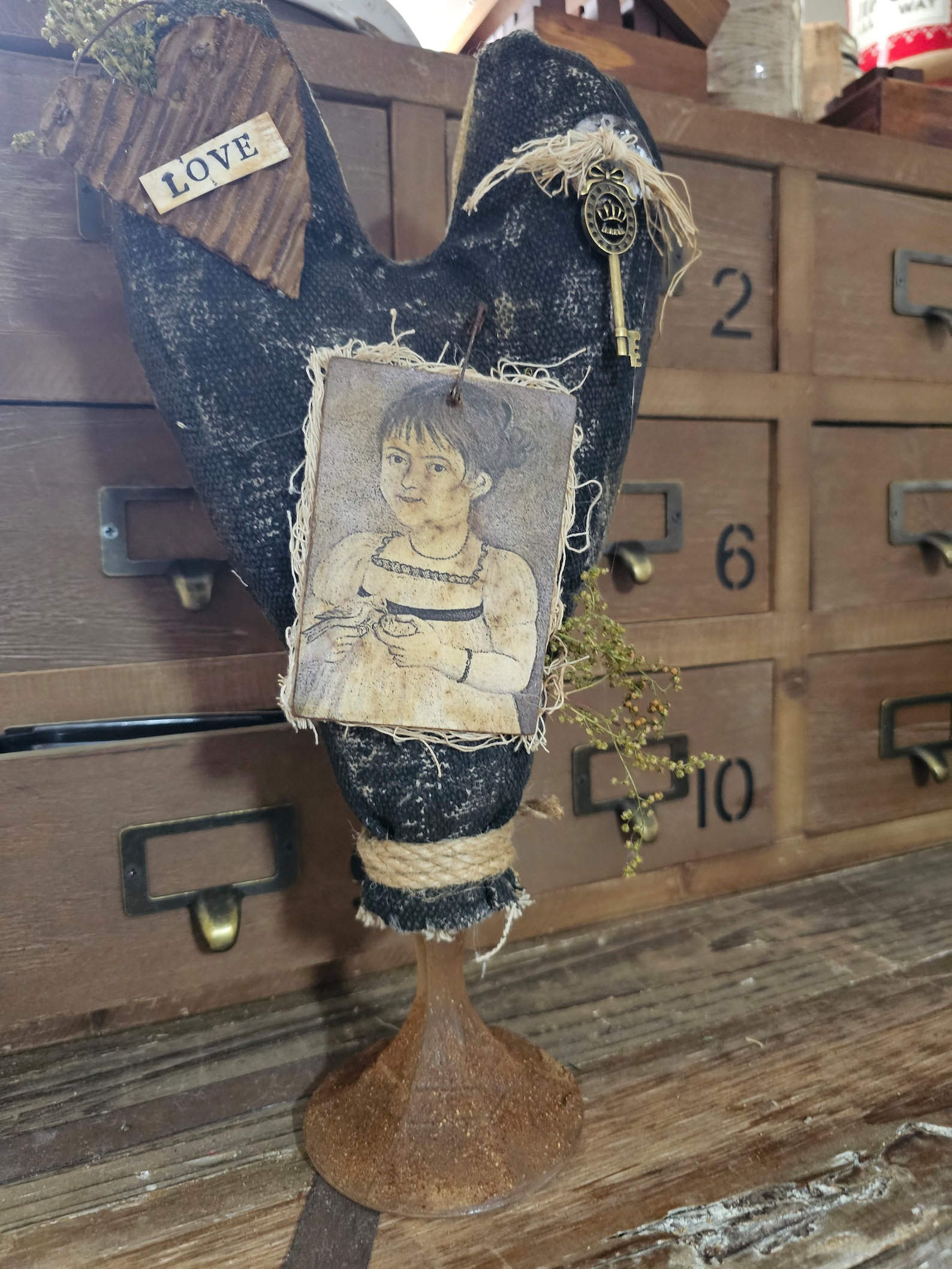 Primitive Heart on Candlestick - Etsy
