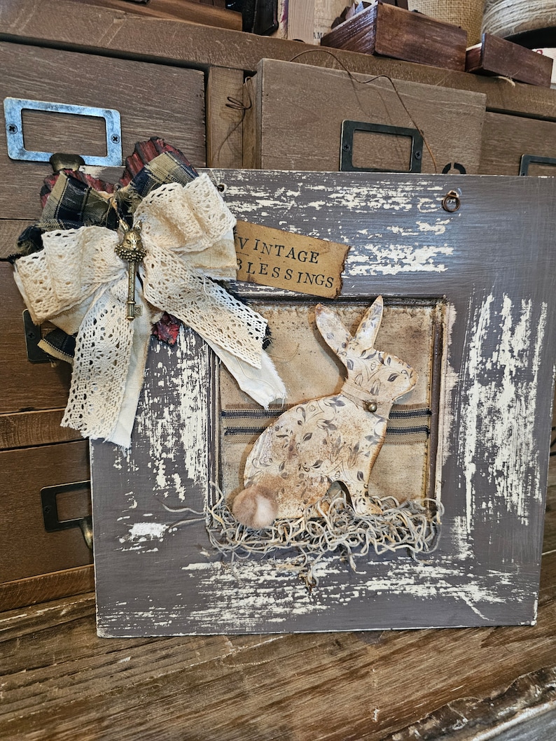 Vintage Bunny Frame Art - Etsy