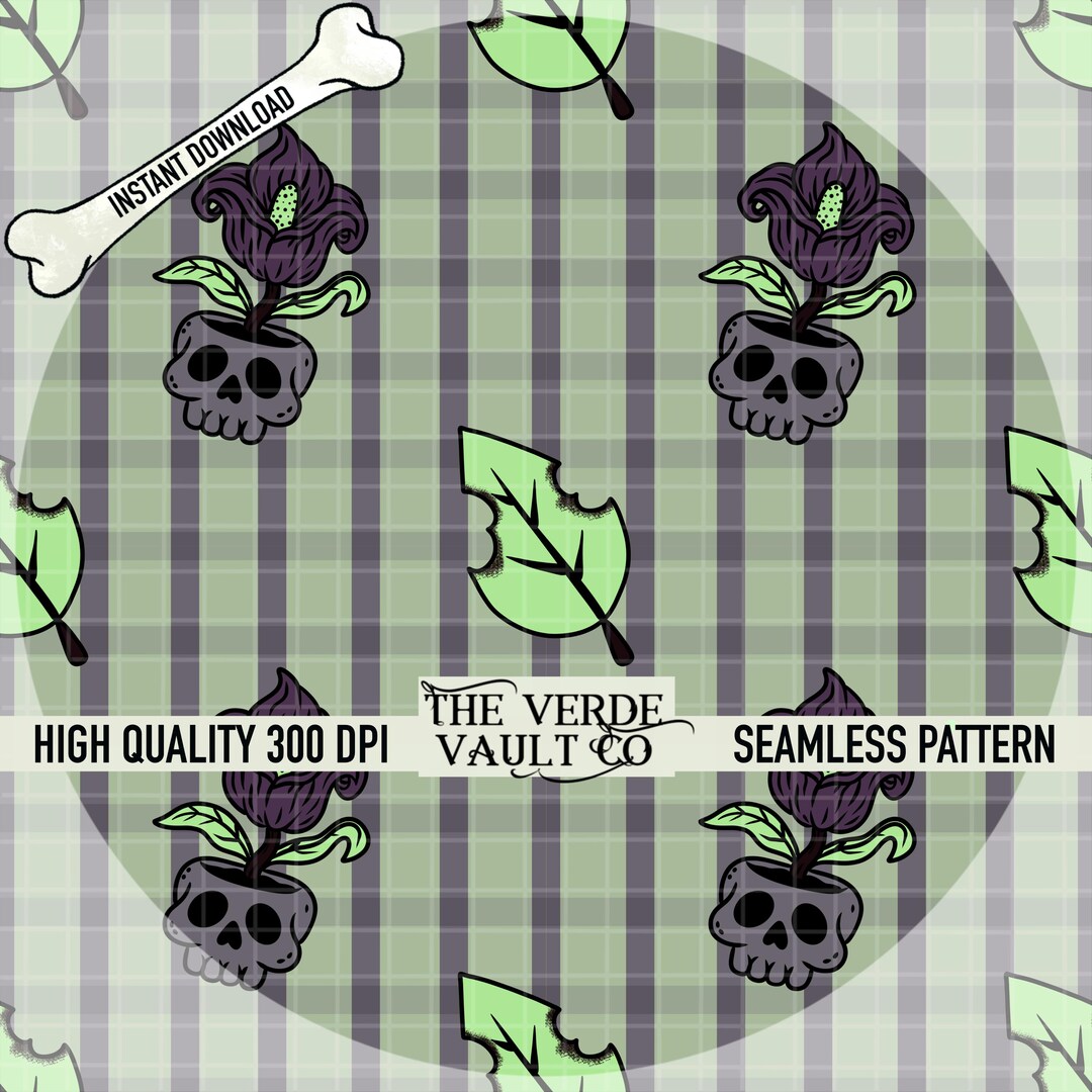 Poison Garden Checkered Plaid Seamless Pattern 300 DPI PNG Instant ...