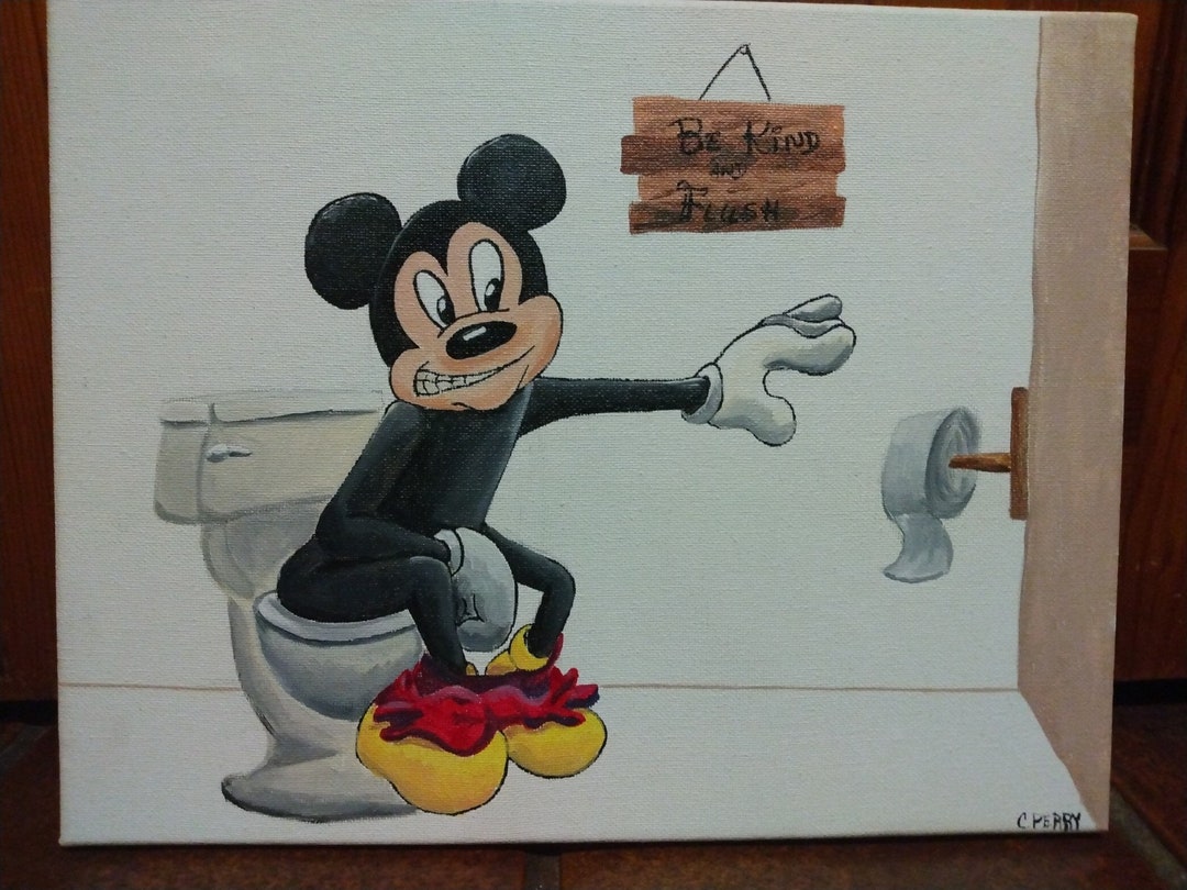 Mickey Mouse Funny Bathroom Sign - Etsy
