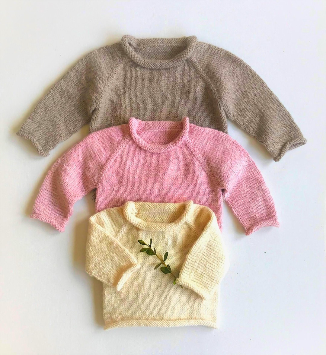 Top Down Roll Raglan Child Sweater Knitting Pattern, 8 Sizes 6m-12y ...