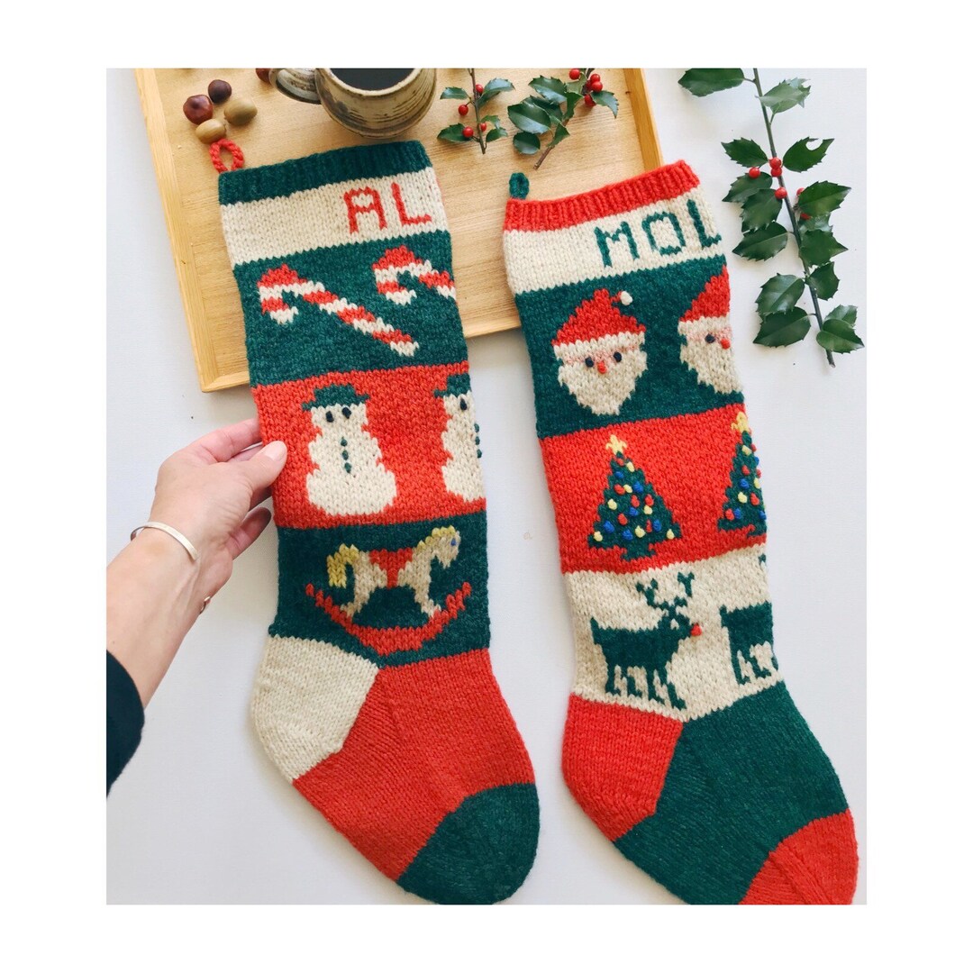 Knitted Christmas Stocking Pattern: Santa, Reindeer, Snowman (PDF ...