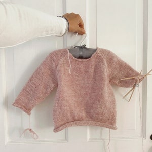 Top Down Roll Raglan Child Sweater Knitting Pattern, 8 Sizes 6m-12y ...