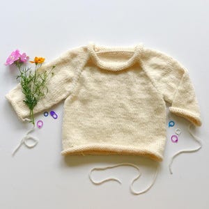Top Down Roll Raglan Child Sweater Knitting Pattern, 8 Sizes 6m-12y ...