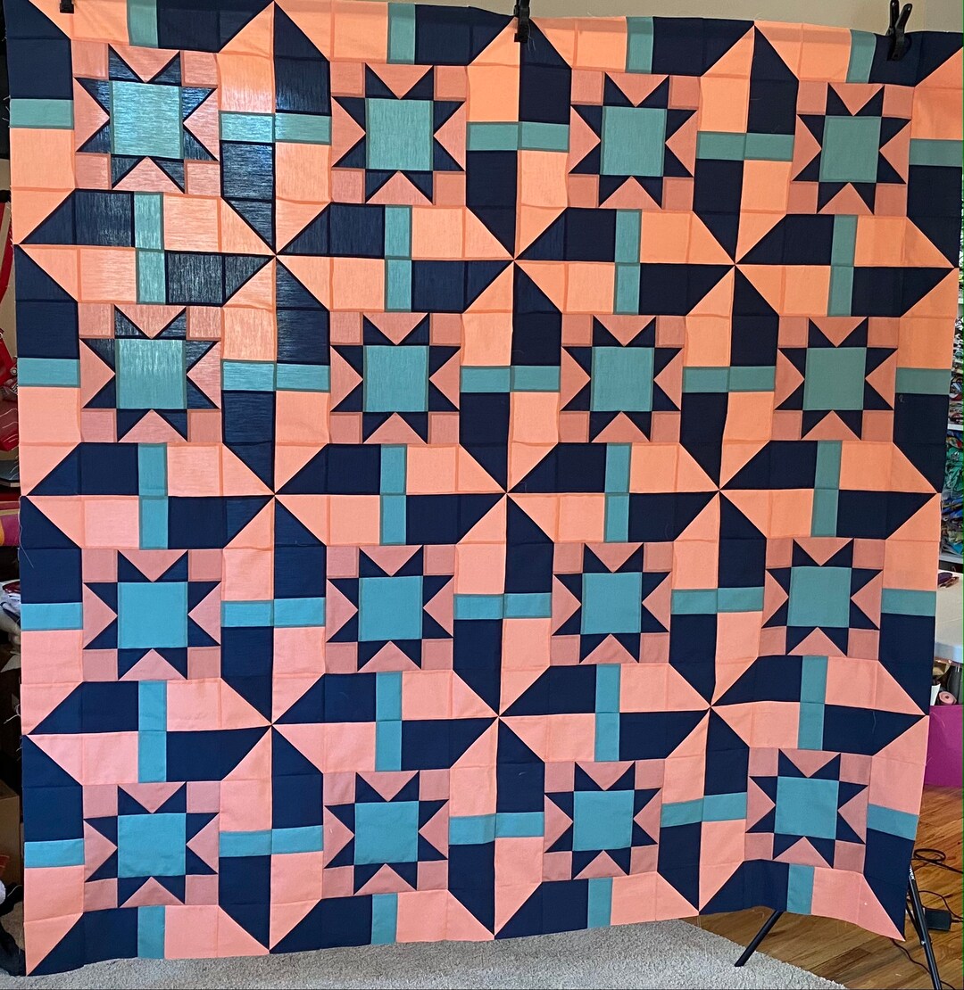 Pinwheel Stars Quilt Pattern - Beginner Quilt Pattern - Fat Quarter ...