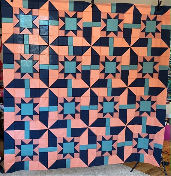 Pinwheel Stars Quilt Pattern Beginner Quilt Pattern Fat - Etsy