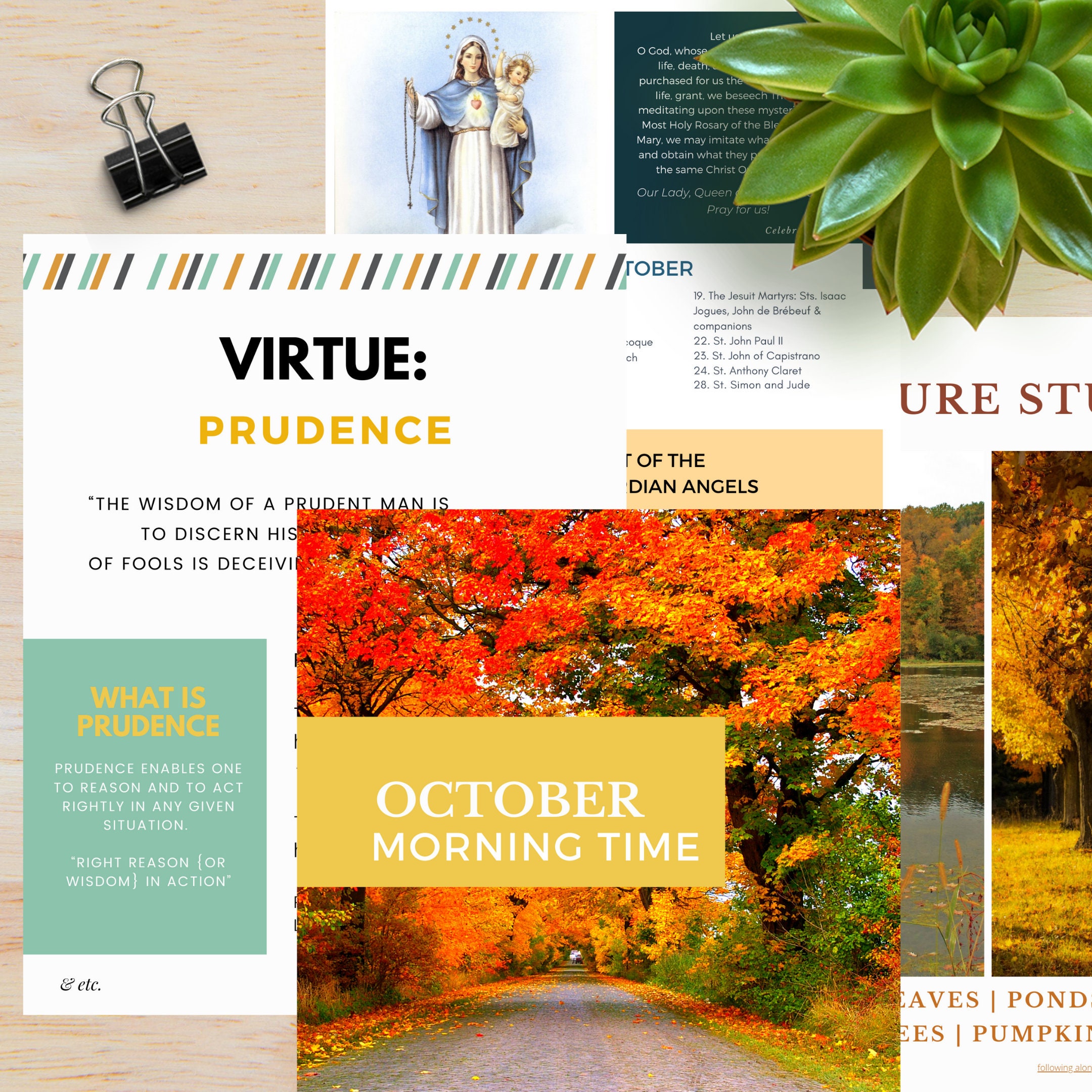 October Printable Morning Time Menu, Catholic, Digital File, Printable ...