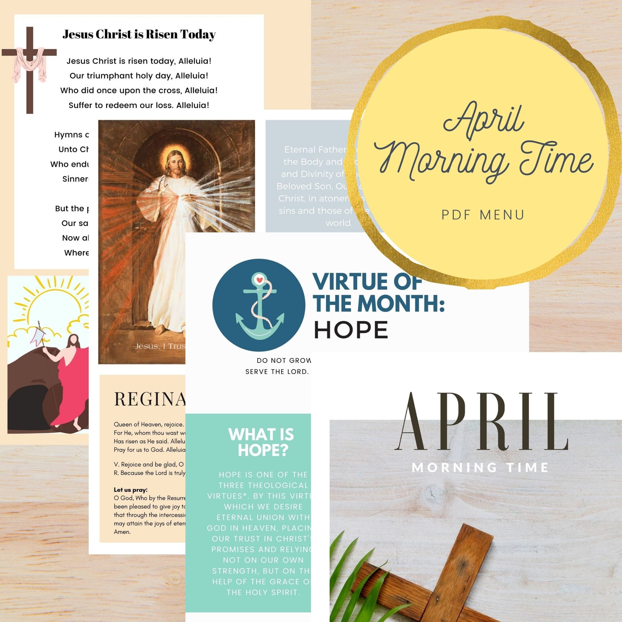 April Printable Morning Time Menu, Catholic, Digital File, Printable ...