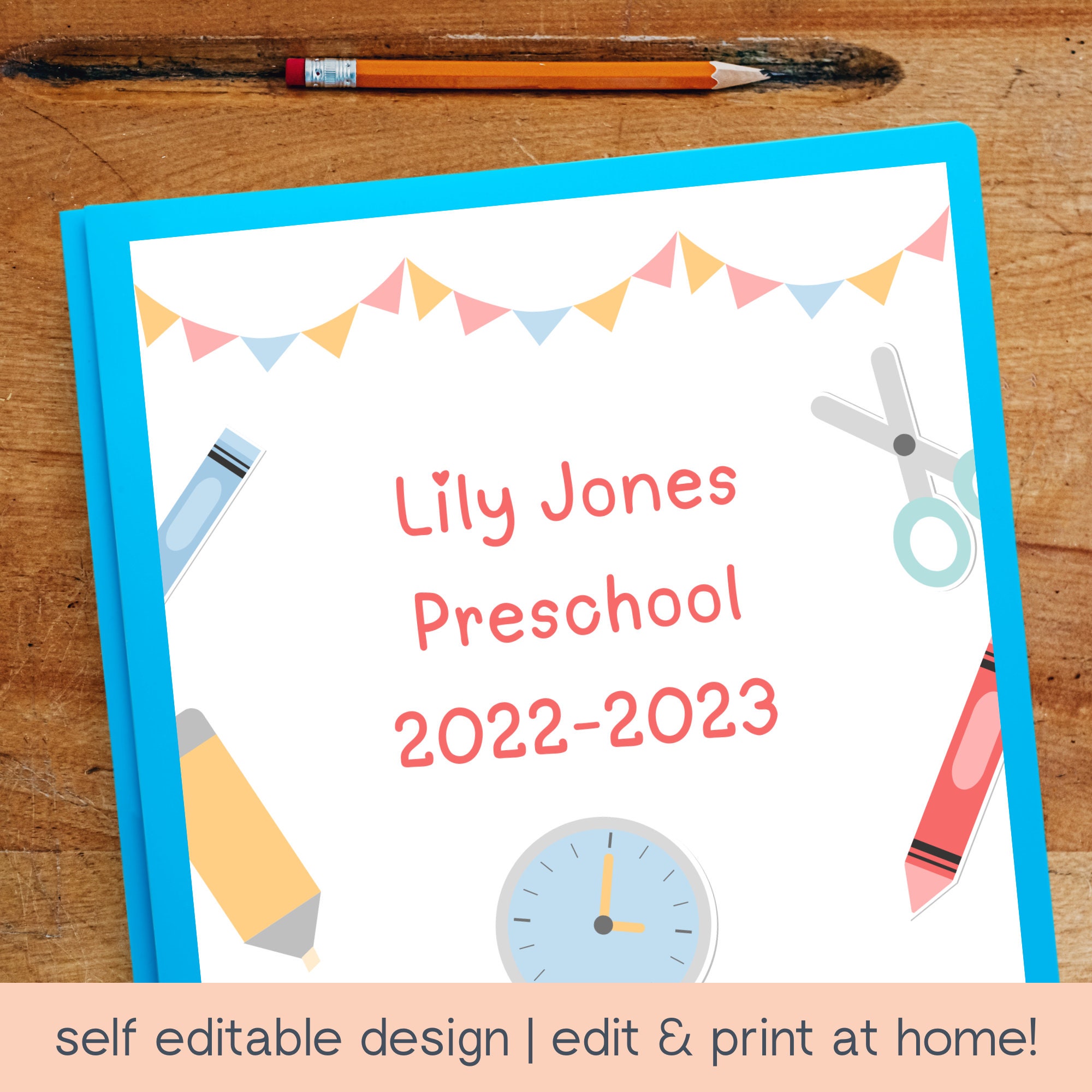 Editable Printable School Binder Cover – Kids Homeschool & Classroom ...