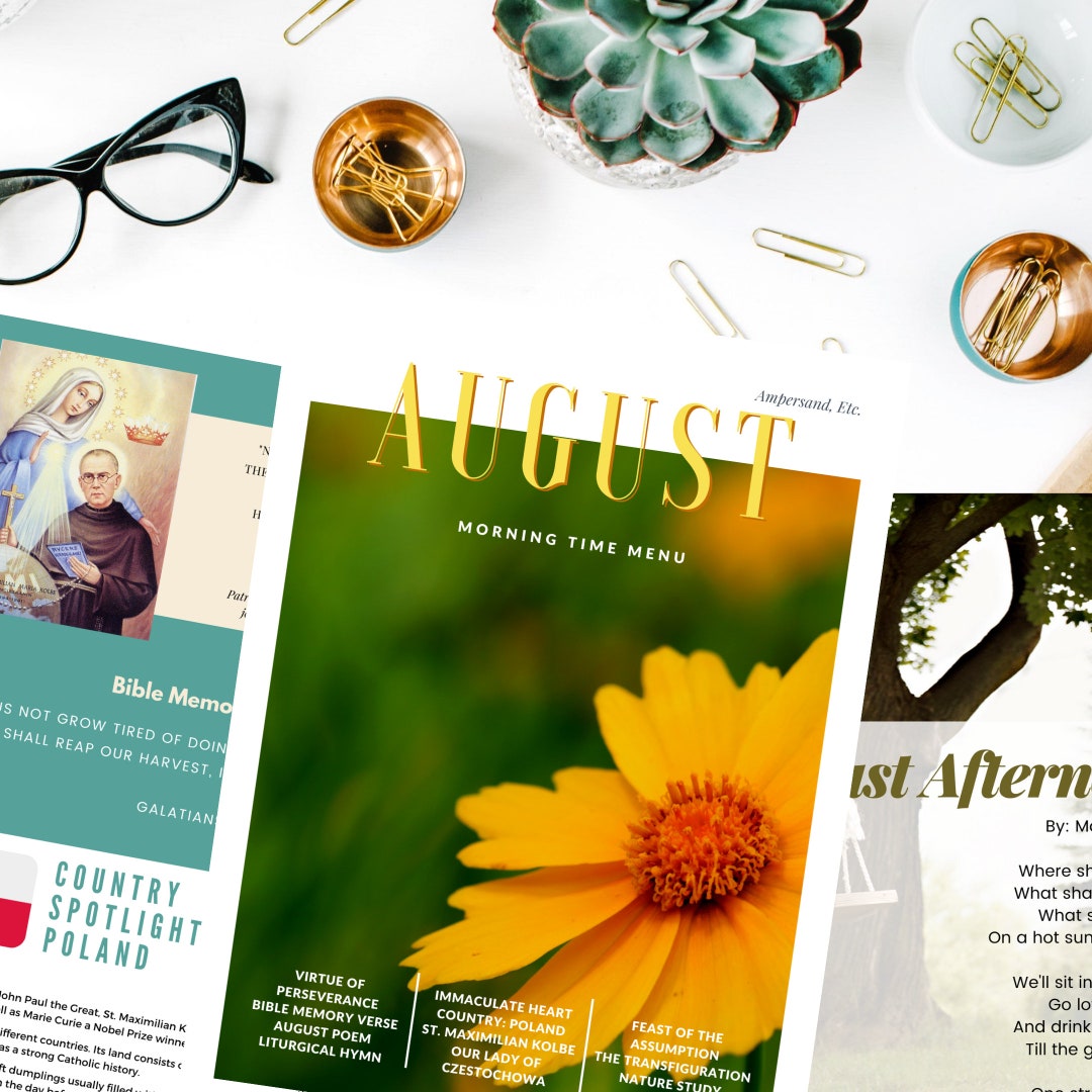 August Printable Morning Time Menu, Catholic, Digital File, Printable ...