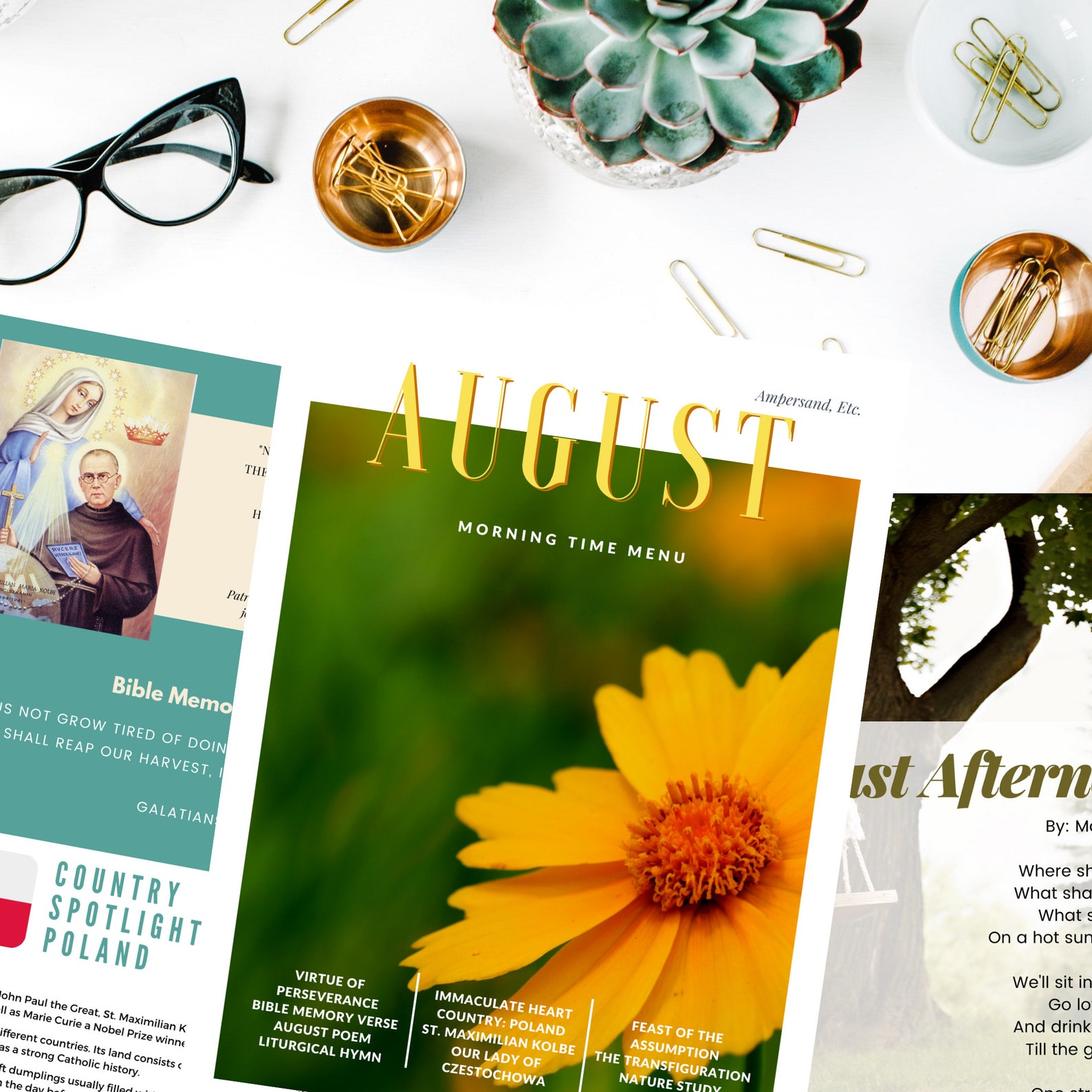 August Printable Morning Time Menu, Catholic, Digital File, Printable ...