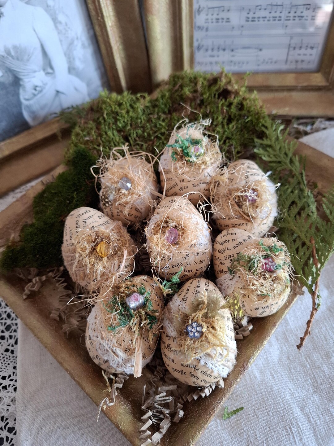 8 Pcs SET Easter Eggs/shabby Chic Easter Eggs/cottage Easter Decor ...