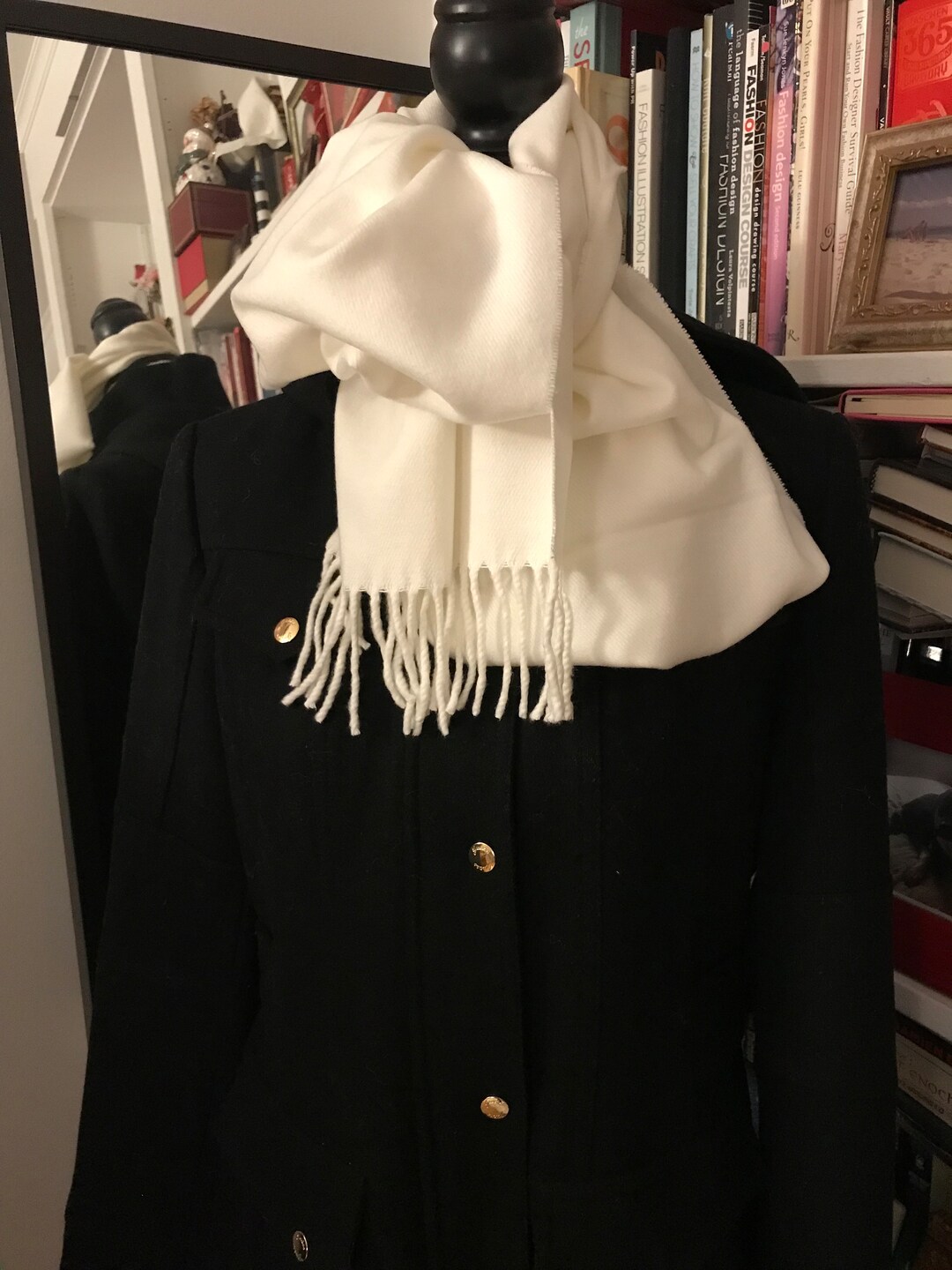 Beautiful White Cashmere Feel Scarf - Etsy