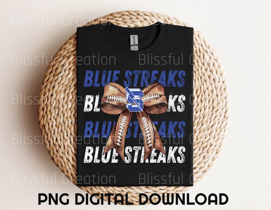 Blue Streaks Football Croquette Bow PNG - Etsy