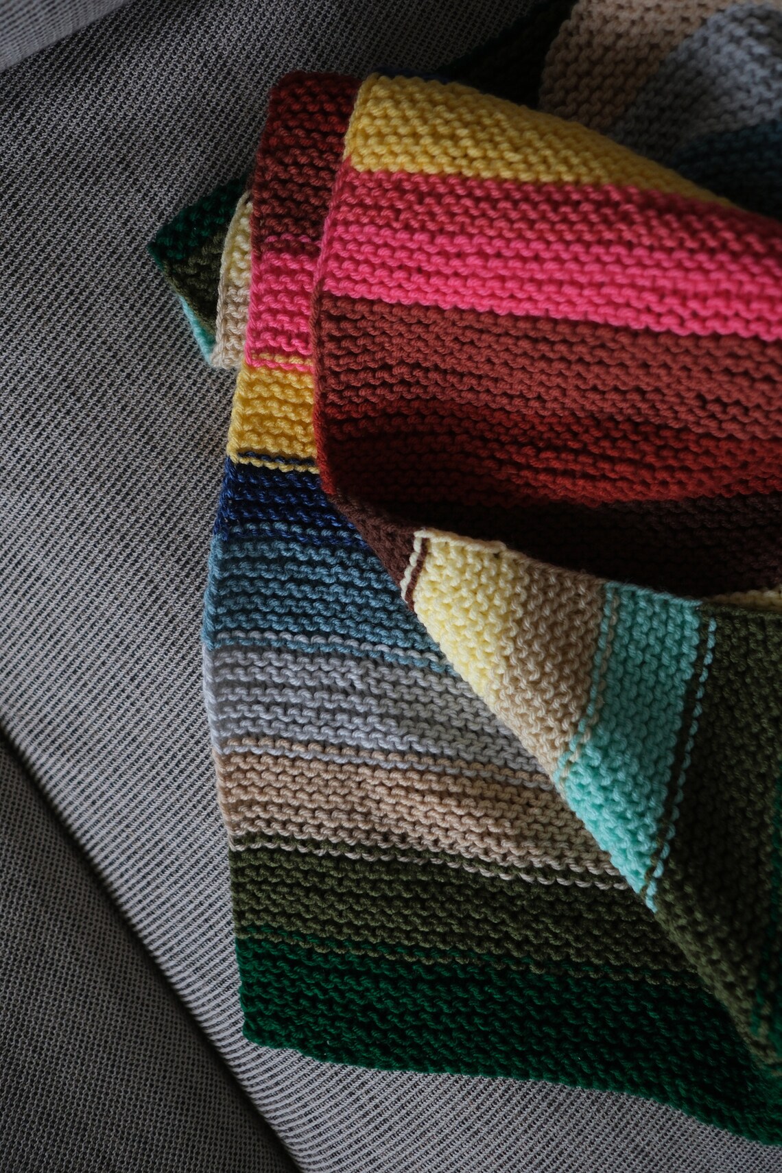 Hand Knitted Soft Multicolour Striped Blanket - Etsy