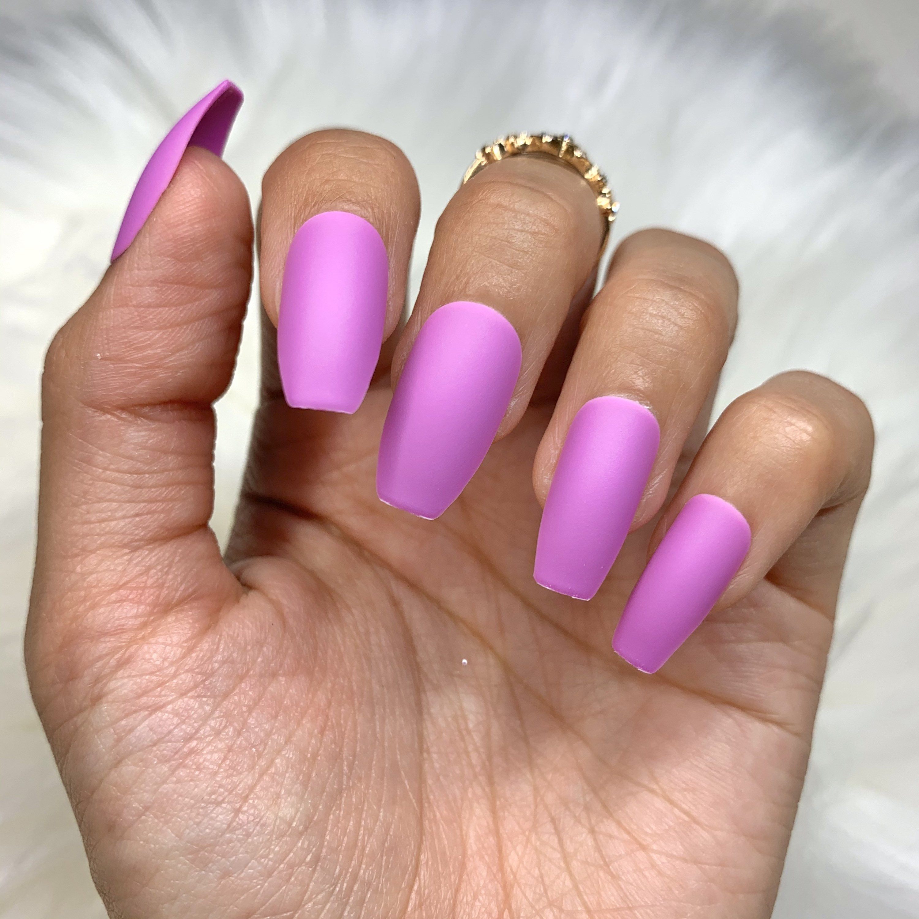 Purple Matte Medium Coffin Press on Nails Fake False 24 Pc - Etsy
