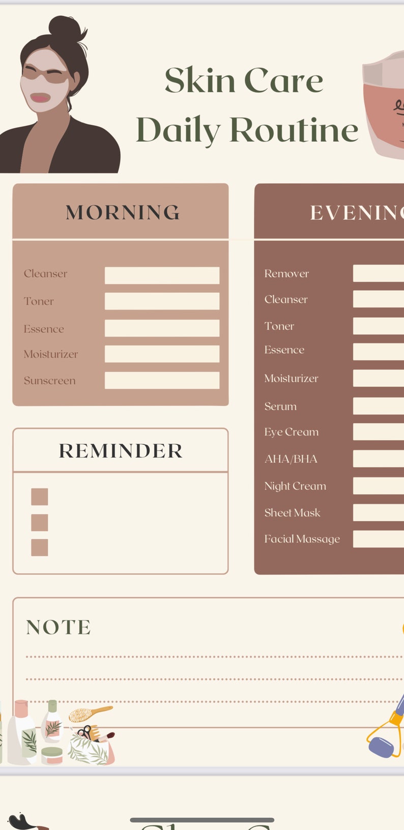 Skin Routine Daily Log - Etsy