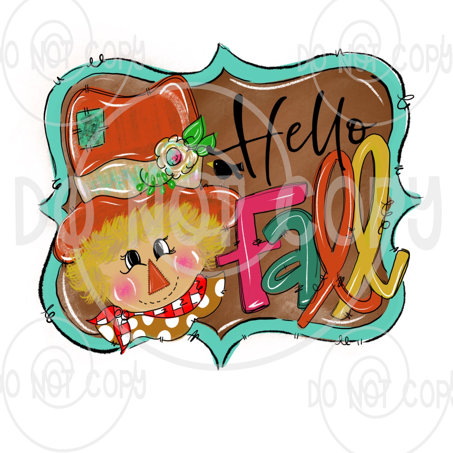 Hello Fall Scarecrow Art Print/ Fall Design/ DIY Sublimation | Etsy