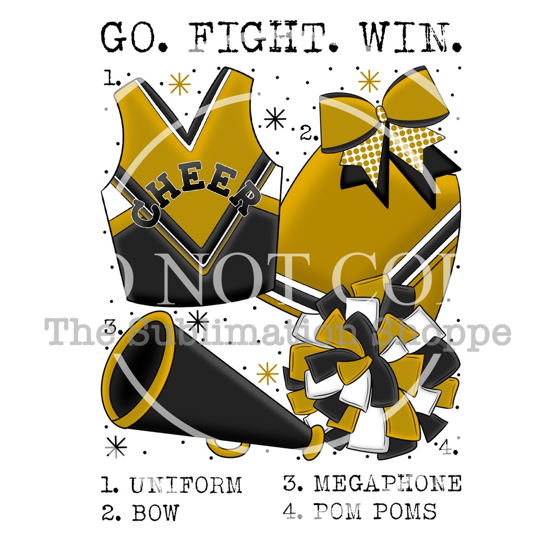 Cheer Chart Gold and Black Go Fight Win Print/school Mascot - Etsy