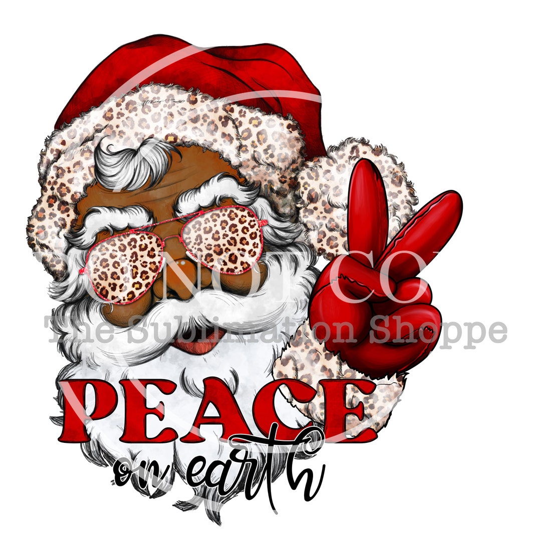 Peace on Earth Santa Red Dark Skin Print/christmas Design/ DIY - Etsy