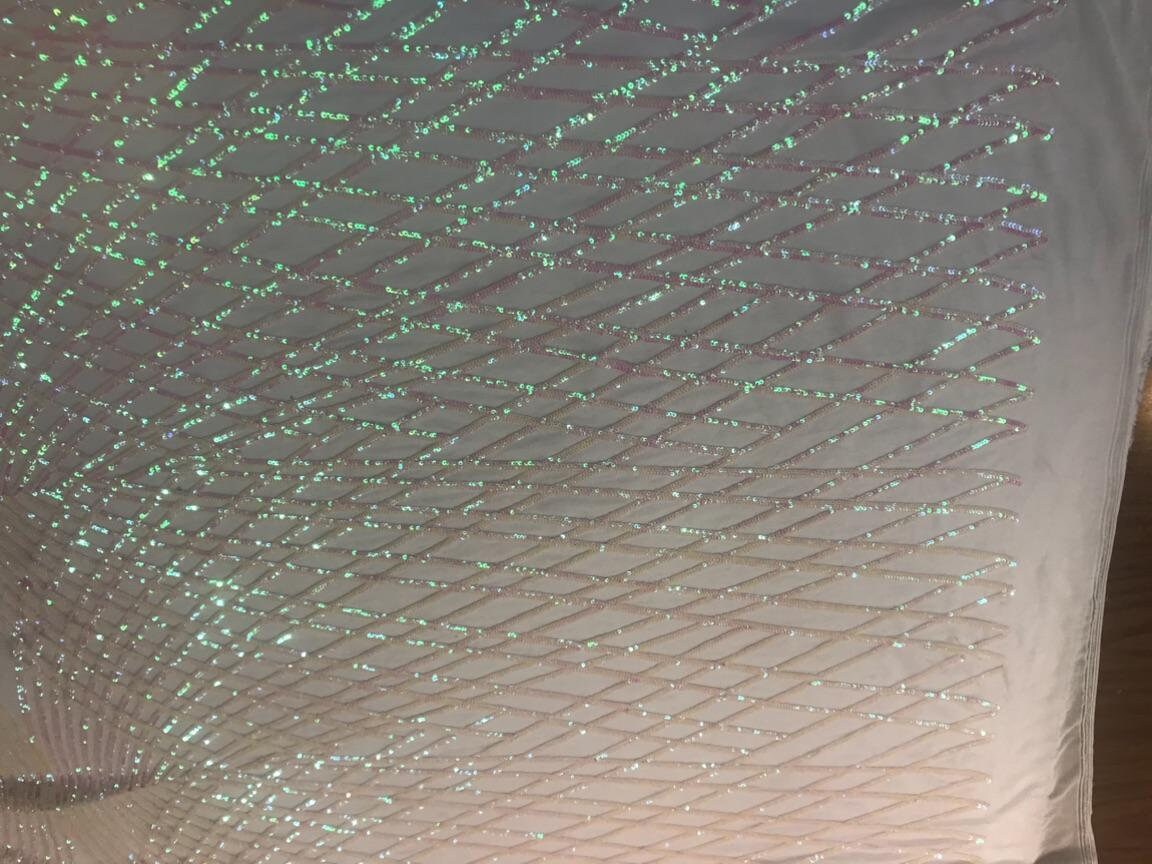 Princess Diamond Shiny Sequins on Mesh Fabric by the Yard Used - Etsy