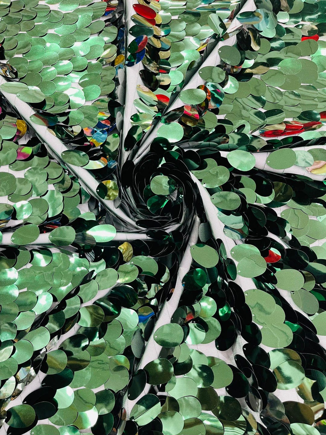 Hunter Green Iridescent Jumbo Sequins Oval Sequin Paillette/tear Drop ...