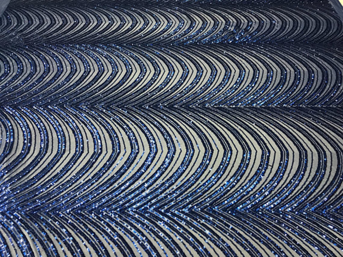 Wavy Curl Sequins On 4 Way Stretch Mesh Fabric By The Yard | Etsy