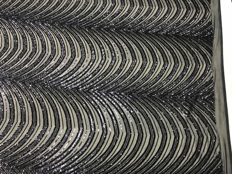 Wavy Curl Sequins on 4 Way Stretch Mesh Fabric by the Yard - Etsy