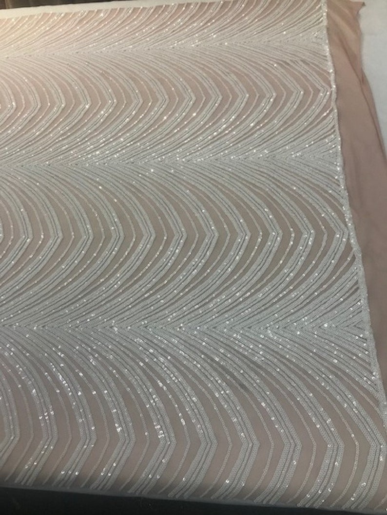 Wavy Curl Sequins on 4 Way Stretch Mesh Fabric by the Yard - Etsy