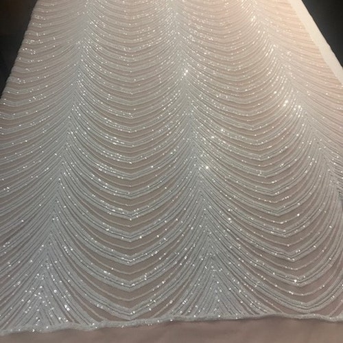 Wavy Curl Sequins on 4 Way Stretch Mesh Fabric by the Yard - Etsy