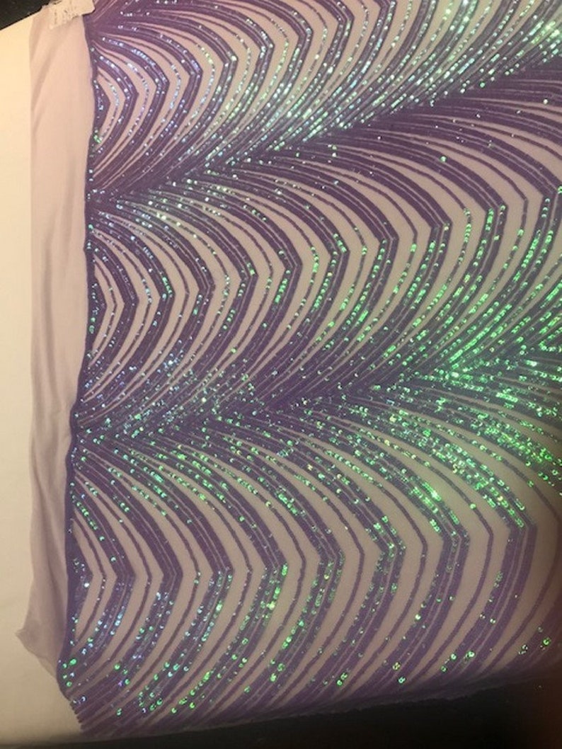 Wavy Curl Sequins on 4 Way Stretch Mesh Fabric by the Yard - Etsy