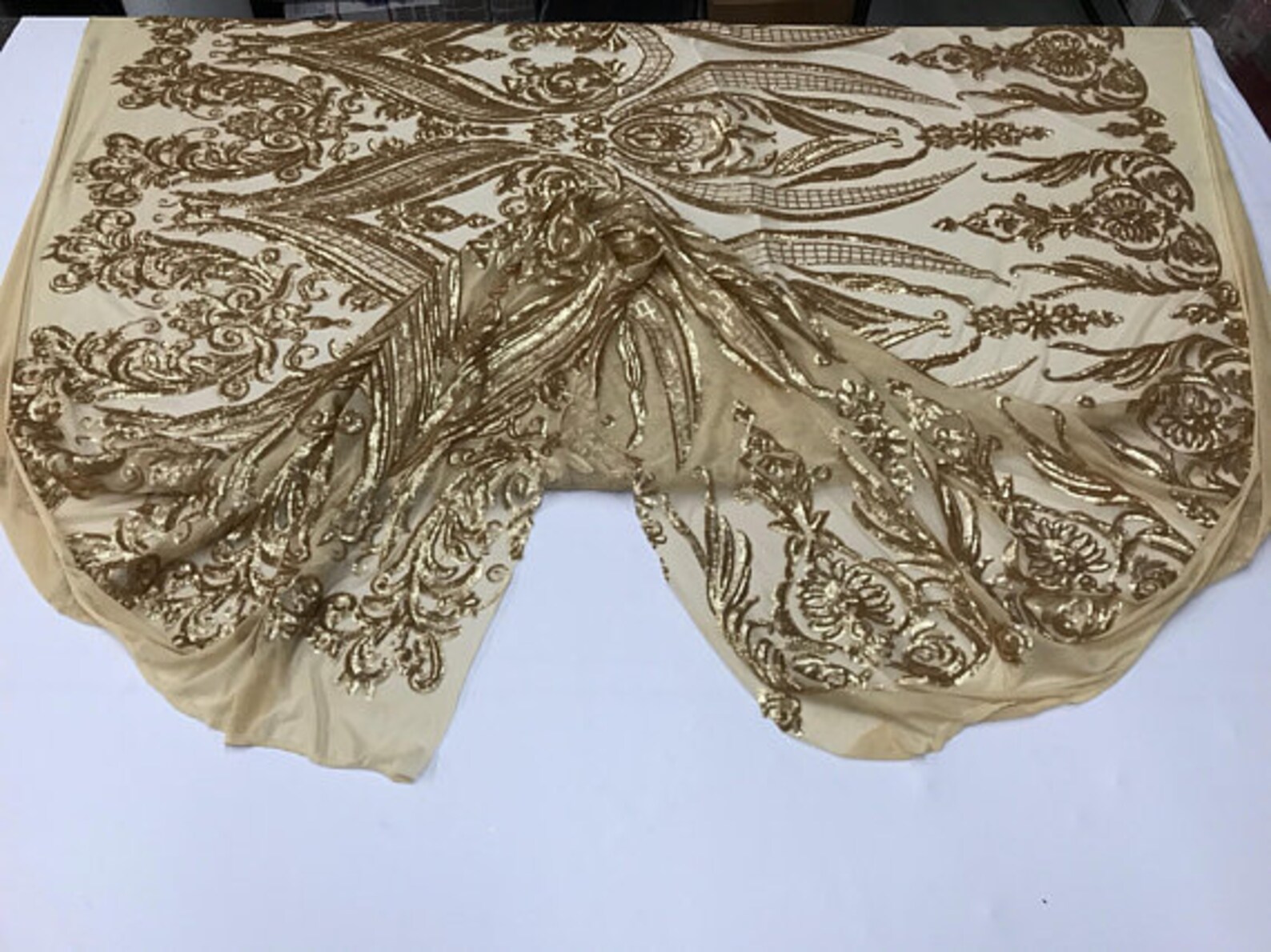 Geometric Archangel Damask Sequins on Stretch Power Mesh Fabric by the ...